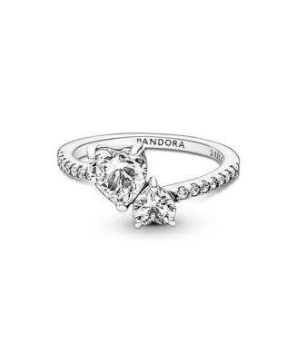 Two sparkling hearts ring pandora store