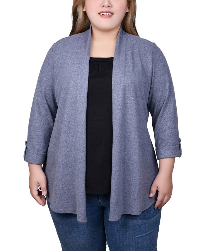 NY Collection Plus Size 3/4 Sleeve Two in One Top - Macy's