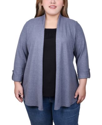 NY Collection Plus Size 3/4 Sleeve Two in One Top - Macy's
