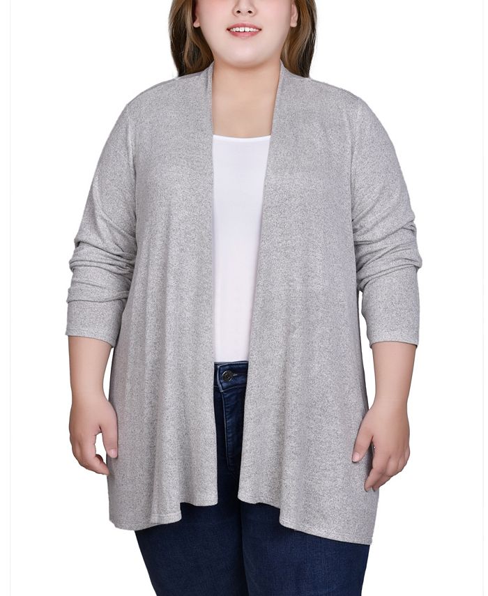 NY Collection Plus Size Long Sleeve Swing Cardigan Sweater - Macy's