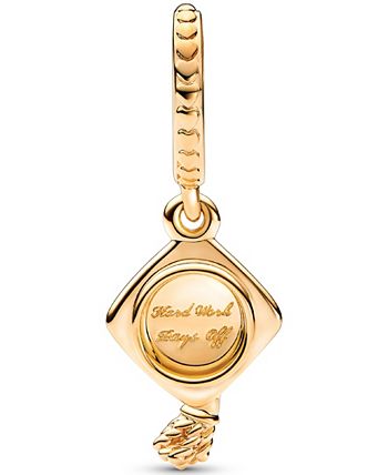 Pandora 14k Gold-Plated Unique Metal Blend Graduation Cap Dangle Charm ...