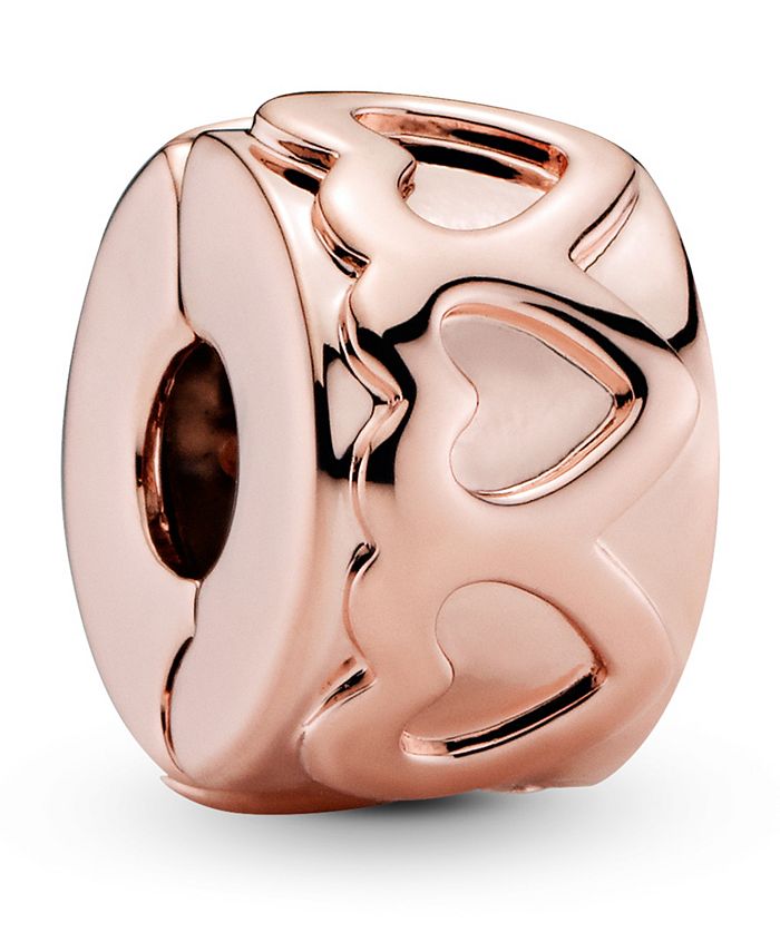 Pandora 14k Rose Gold-Plated Unique Metal Blend Band of Hearts Clip ...