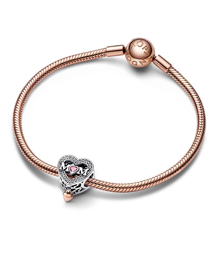 Pandora Cubic Zirconia Two-Tone Openwork Mom Heart Charm - Macy's