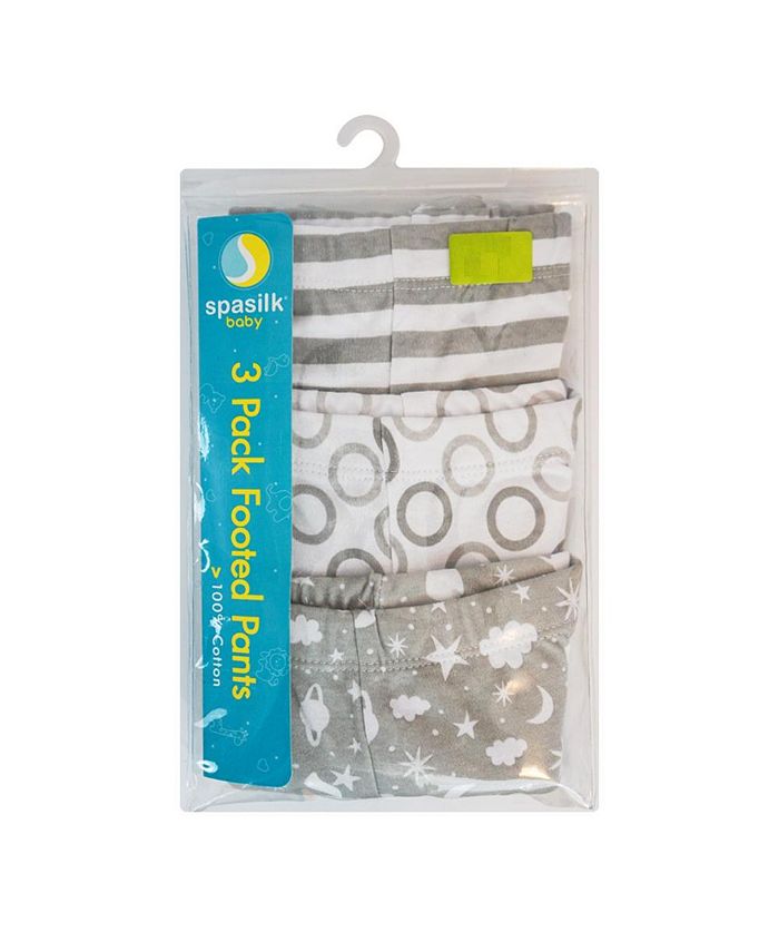 Spasilk Baby Unisex Pull-on Assorted Footed Pants Set for Newborns and ...