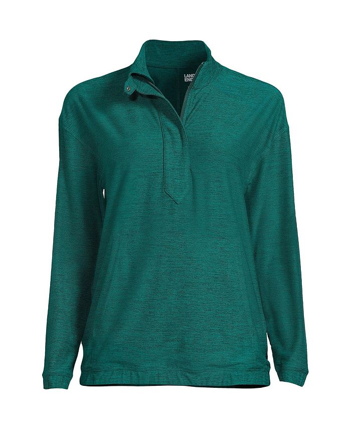 Lands' End Women's Long Sleeve Performance Zip Front Popover Shirt - Macy's