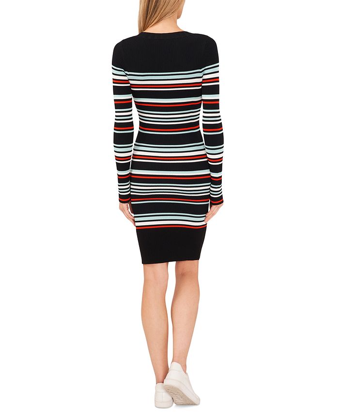 CeCe Women's Striped Rib Knit Sweater Dress - Macy's