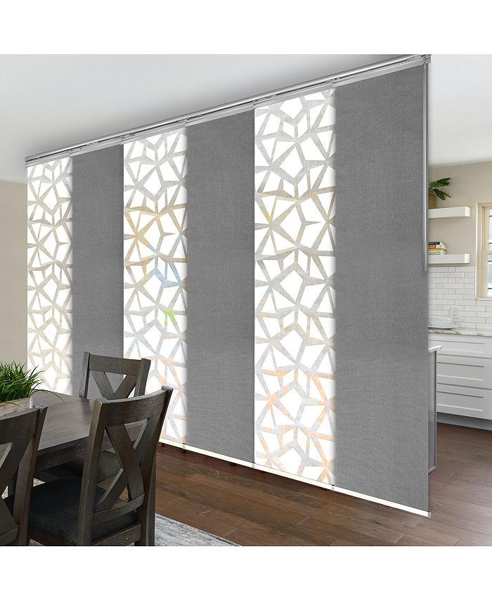 Rod Desyne 6-Panel Satin Nickel Panel Track Blind 70-130"Wx94"H ...