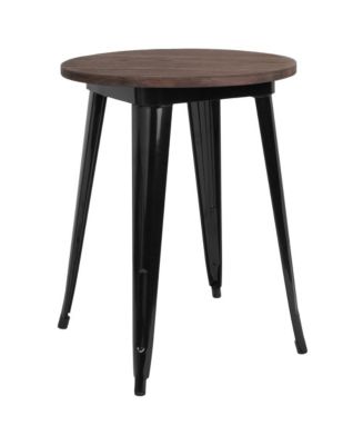 24" Round Metal Indoor Table With Galvanized Steel Frame And Rustic ...