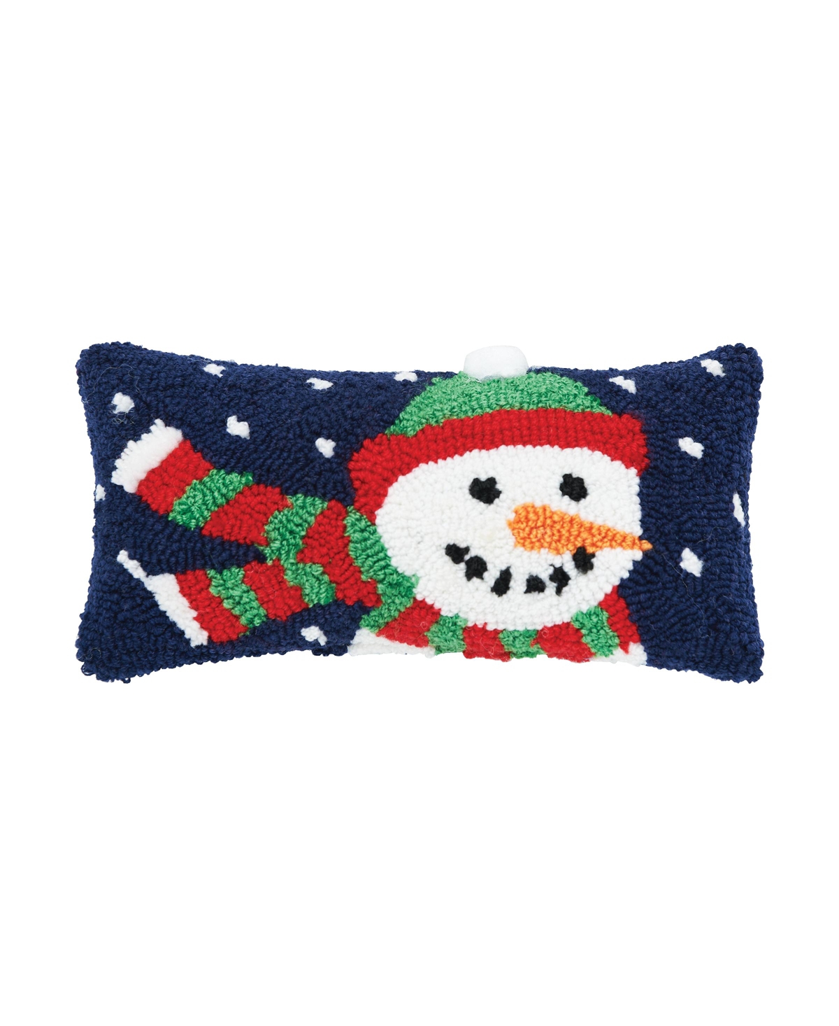 Click here for Winter Snowman Hooked Throw Pillow - Blue prices