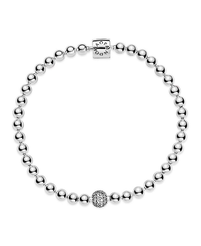 Pandora Sterling Silver Beads Pave Bracelet - Macy's