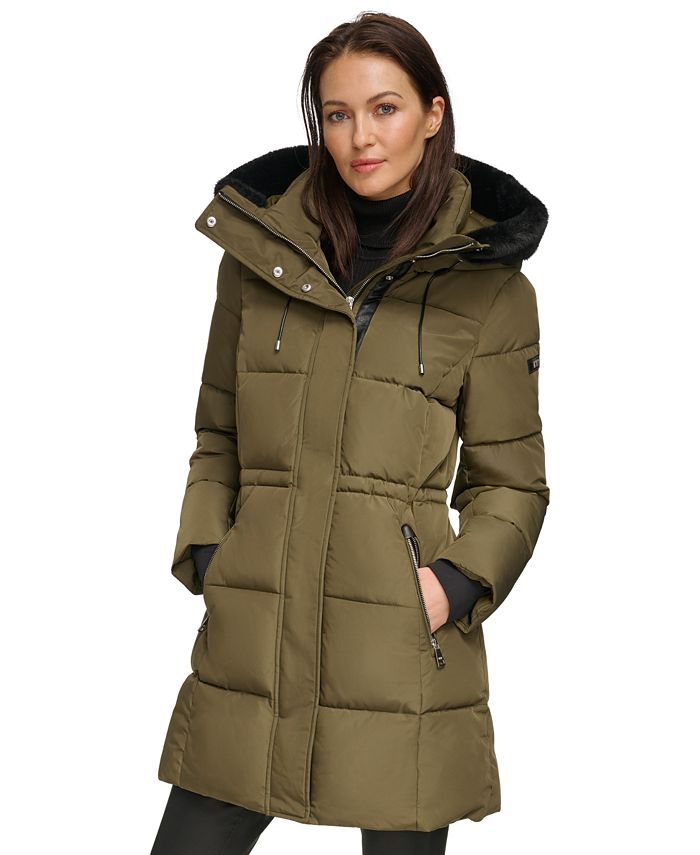 DKNY Women's Faux-Fur-Trim Hooded Anorak Puffer Coat - Macy's
