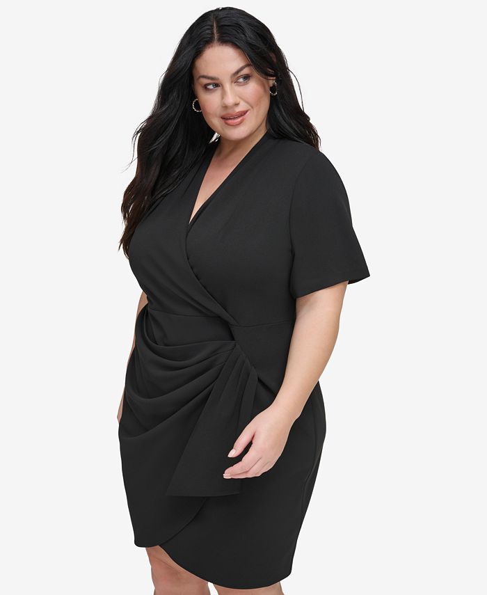 DKNY Plus Size Side-Ruched V-Neck Short-Sleeve Dress - Macy's