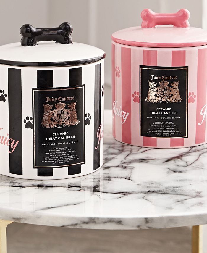 Juicy Couture Ceramic Treat Canister Stripe Pet Treat Container Dog or ...