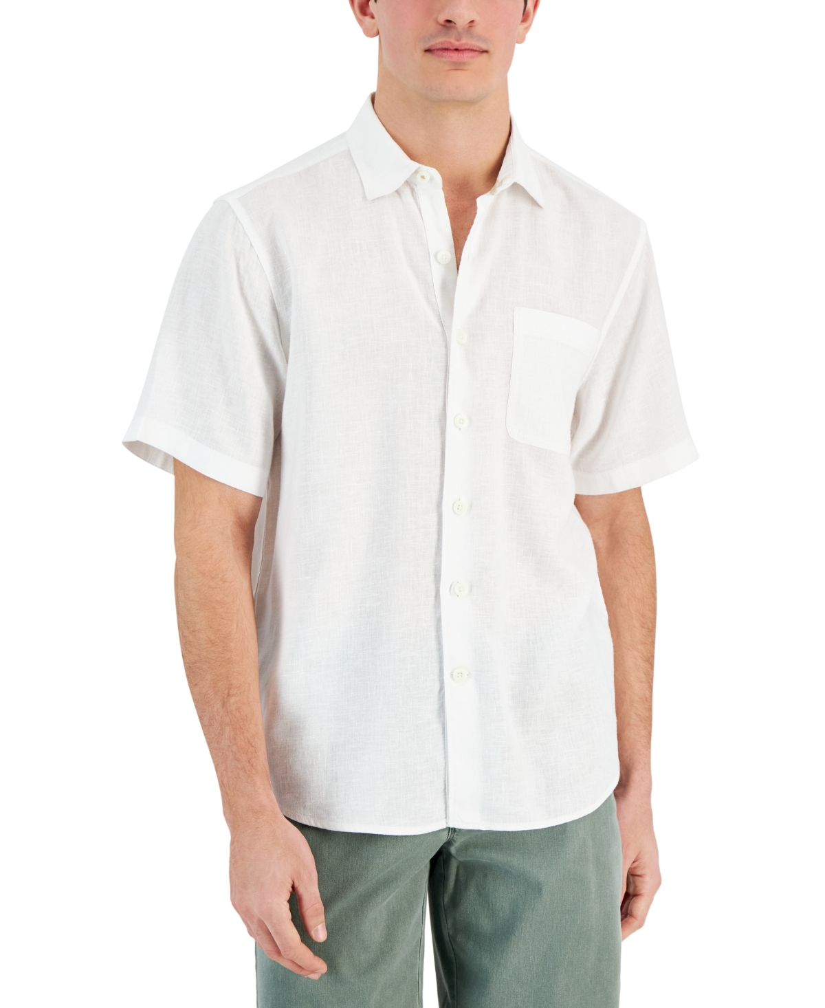 Click here for Tommy Bahama Mens Sand Desert Linen Blend Short-Sl... prices