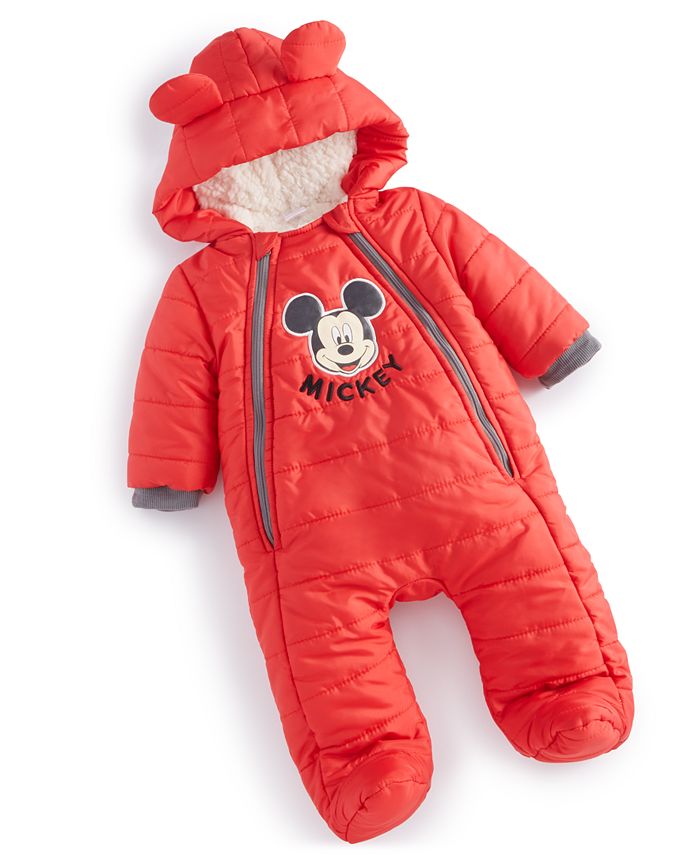 Disney Baby Mickey Mouse Puffer Footed Pram Coverall - Macy's