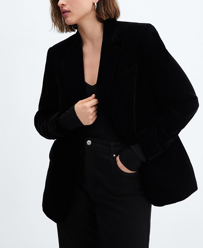 MANGO Women's Velvet Blazer - Macy's