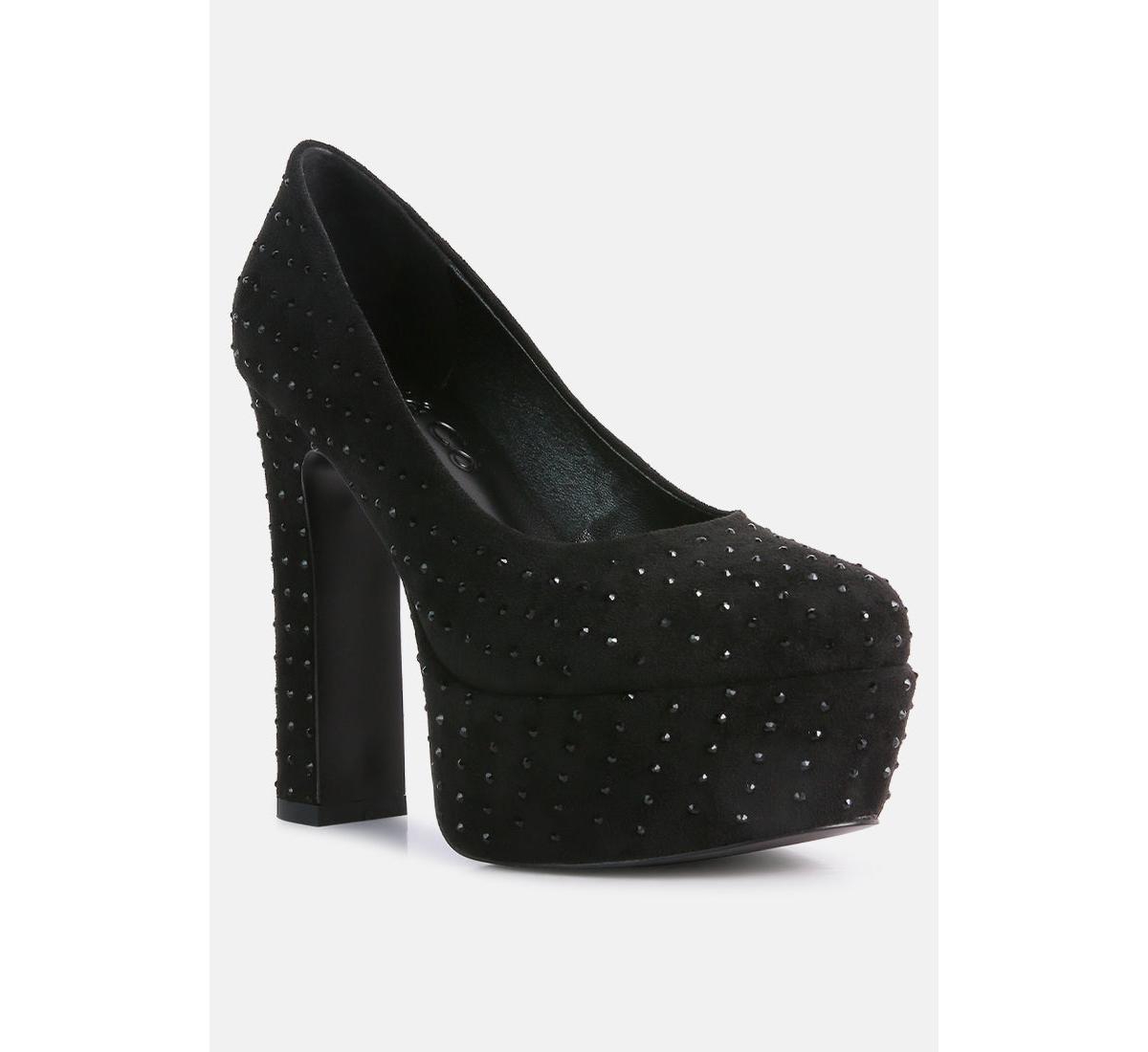 Click here for Poppins Womens Glinting Platform High Pumps - Blac... prices