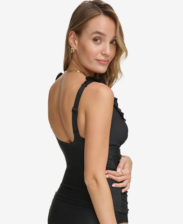 DKNY Women's Ruffled Tummy-Control Tankini Top - Macy's