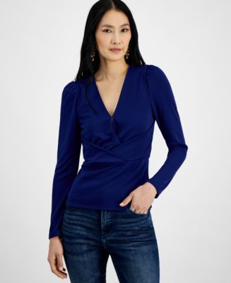 I.N.C. International Concepts Women's Crossover V-Neck Top, Created for ...