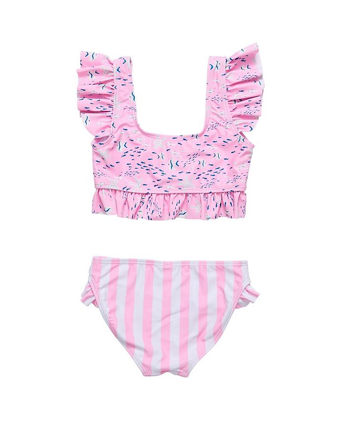 Snapper Rock Toddler, Child Girls Pink Sea Frilled Crop Bikini - Macy's