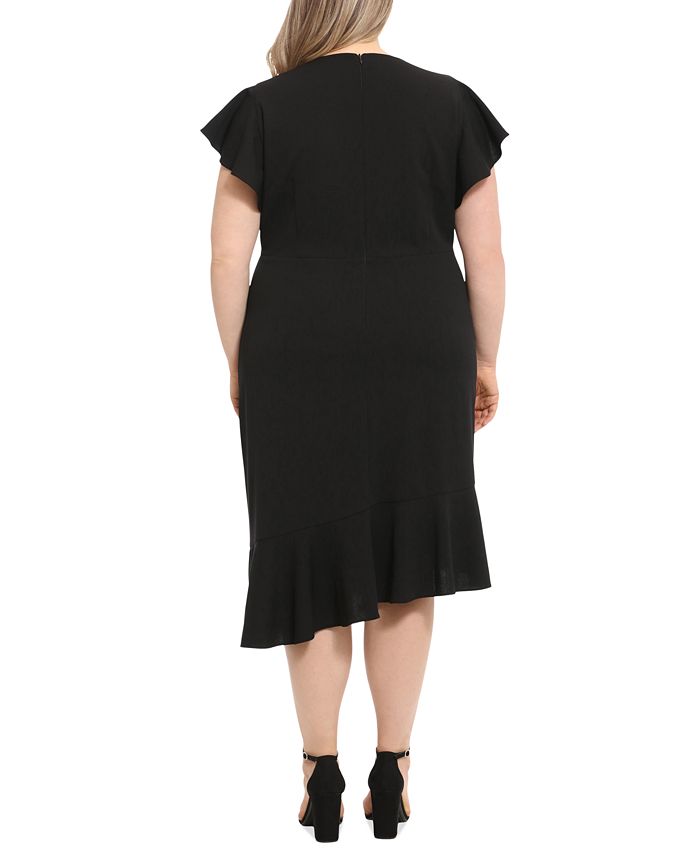 London Times Plus Size Ruffled Faux-Wrap Dress - Macy's