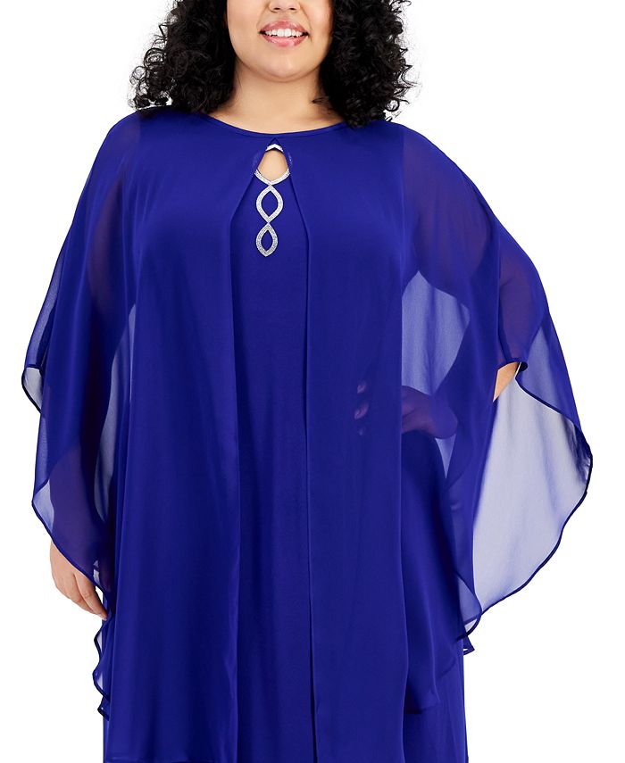 Connected Plus Size Cape-Overlay Sheath Dress - Macy's