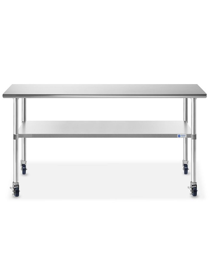 GRIDMANN 30 x 72 Inch Stainless Steel Table w/ 4 Casters, NSF ...