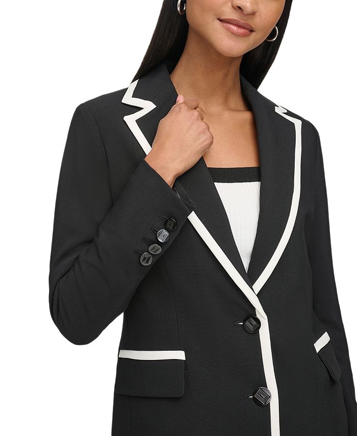KARL LAGERFELD PARIS Women's Contrast-Piping Blazer - Macy's
