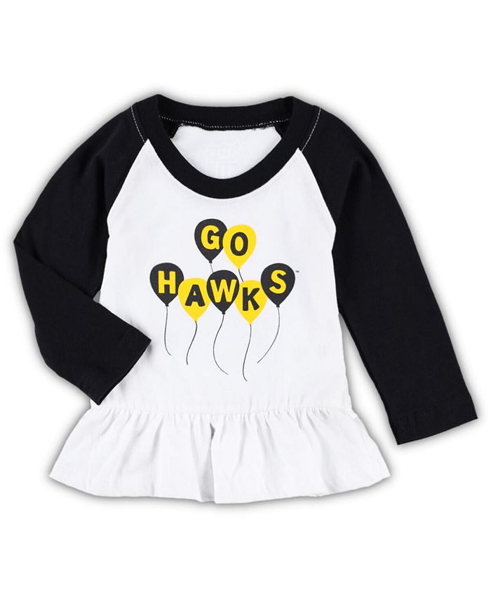 Wes & Willy Girls Infant Black, White Iowa Hawkeyes Balloon Raglan 3/4 ...
