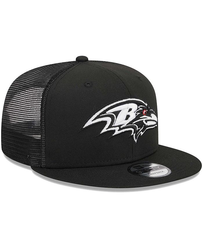 New Era Men's Black Baltimore Ravens Main Trucker 9FIFTY Snapback Hat ...