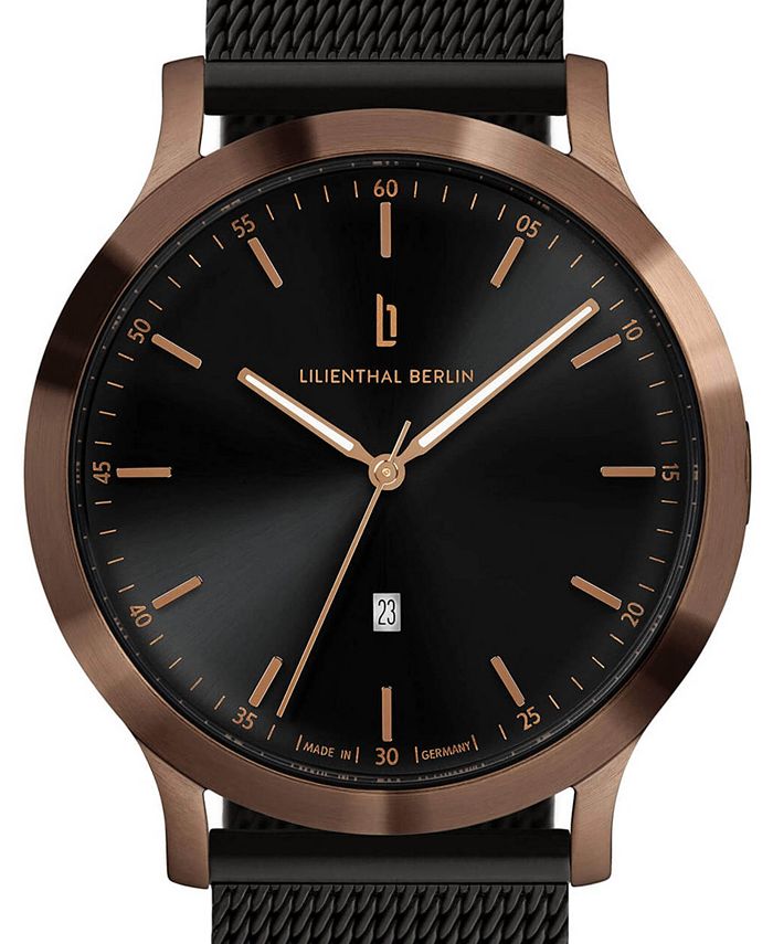 Lilienthal Berlin Men's Huxley Bronze Black Black Stainless Steel Mesh ...
