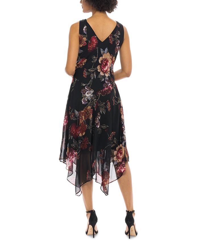 Robbie Bee Women's Drape-Neck Chiffon Midi Dress - Macy's
