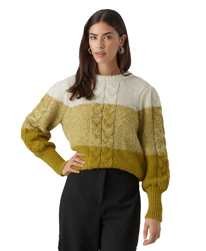 Vero Moda Women's Colorblocked Puff Sleeve Sweater - Macy's