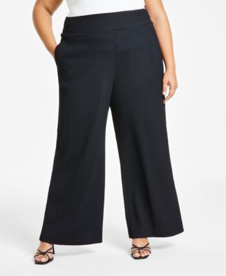 Bar III Trendy Plus Size Textured Wide-Leg Pants, Created for Macy's ...