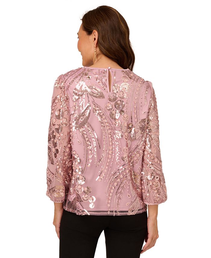 Adrianna Papell Women's Embroidered Sequin Top - Macy's