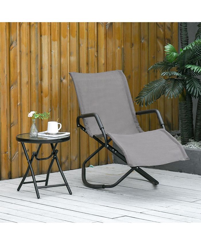 Outsunny Garden Rocking Sun Lounger, Outdoor Zero-Gravity Folding ...