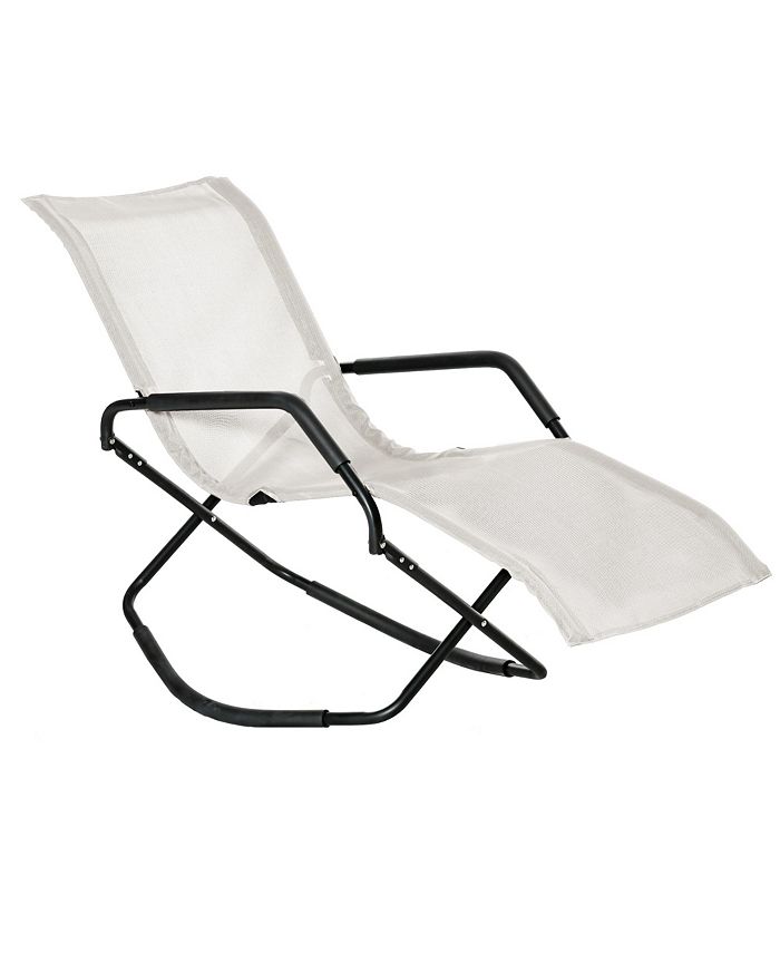 Outsunny Garden Rocking Sun Lounger, Outdoor Zero-Gravity Folding ...