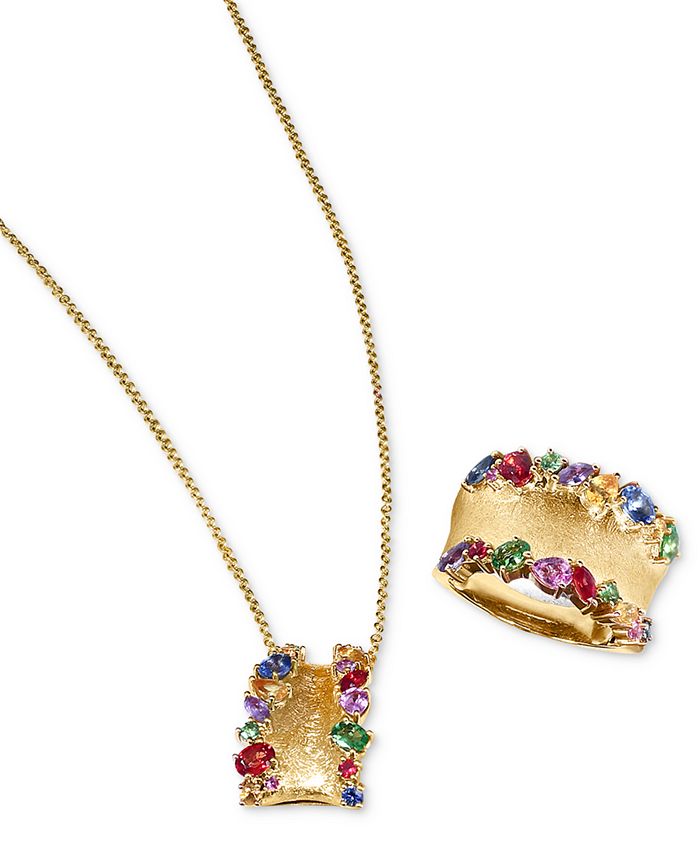 EFFY Collection EFFY® Multi-Sapphire & Tsavorite Statement Ring ...