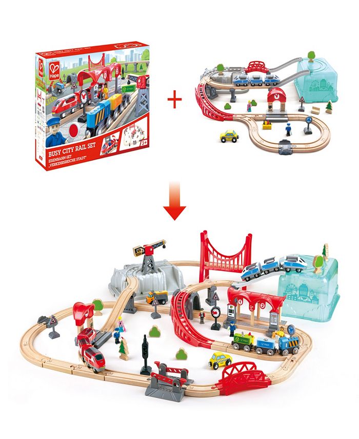Hape Wooden Train Bucket Set- City Train - Macy's