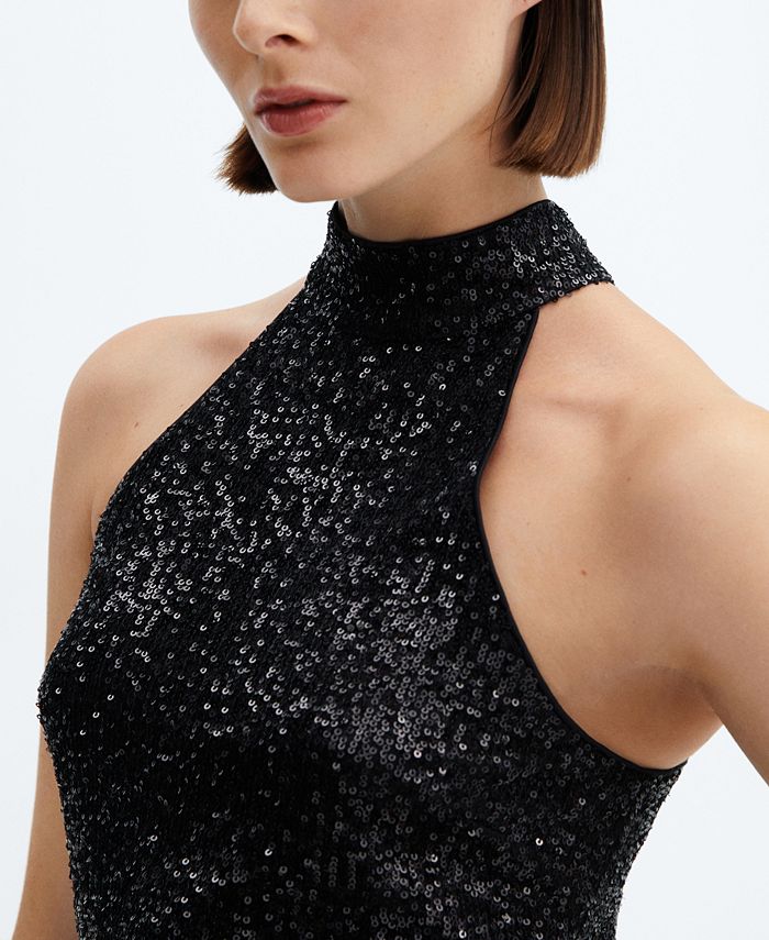 MANGO Women's Sequin Halter Top - Macy's