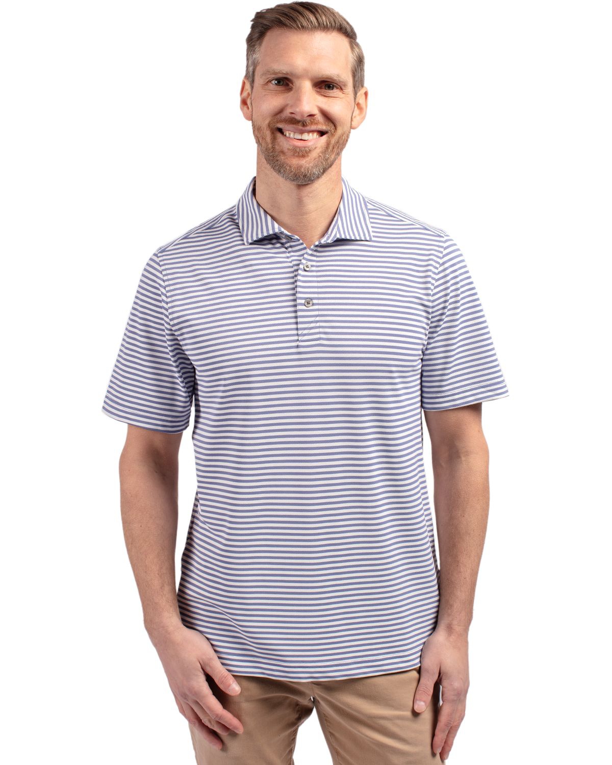 Click here for Cutter & Buck Mens Virtue Eco Pique Stripe Recycle... prices