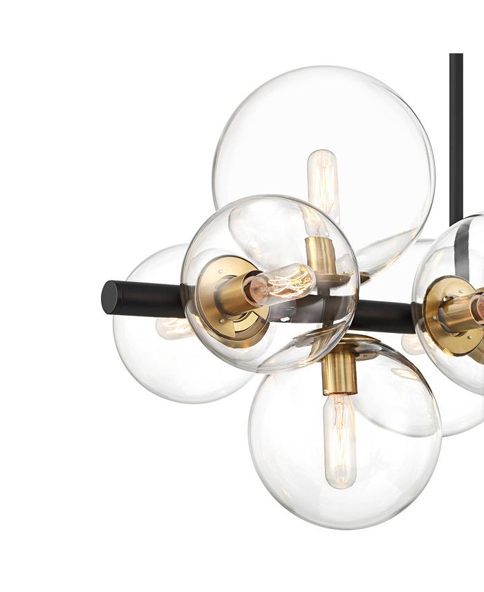 Possini Euro Design Vasa 34"W Matte Black Soft Gold 12-Light Island ...