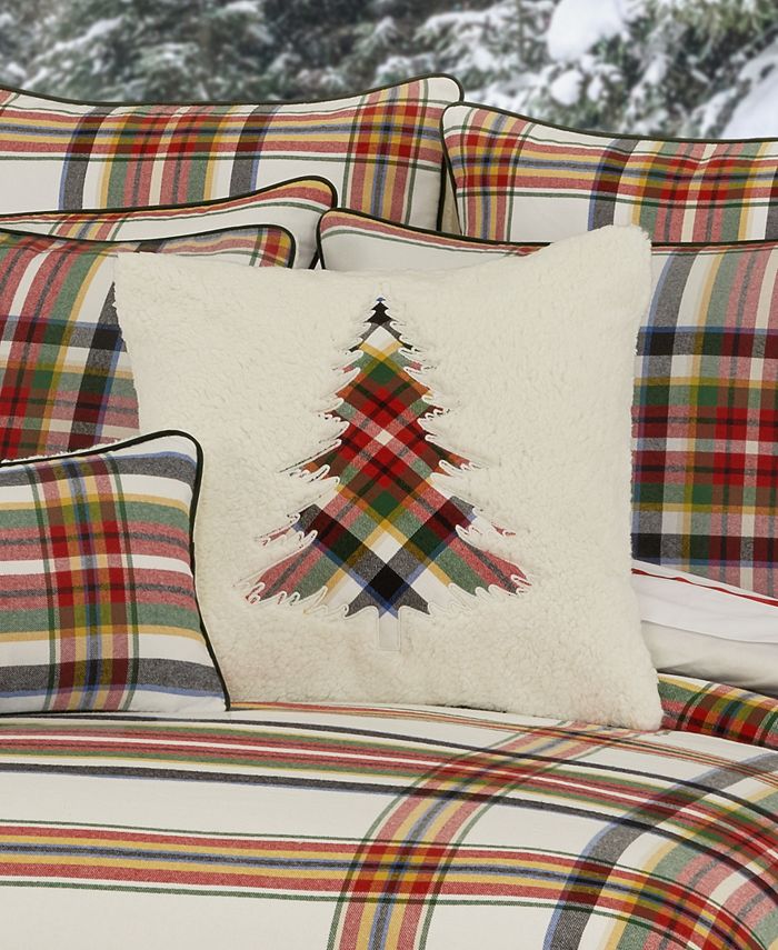 J Queen New York Christopher Plaid Embellished Decorative Pillow, 20" x ...