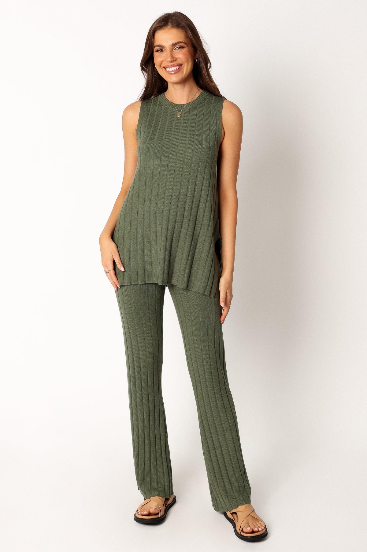Petal and Pup Silvie Knitted Top & Pant Set - Olive