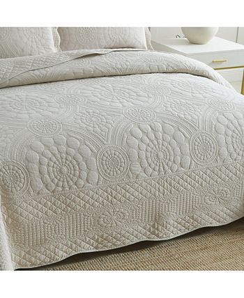 MarCielo 3 PCS 100% Cotton Oversized Bedspread Quilt Set Embroidery TF ...