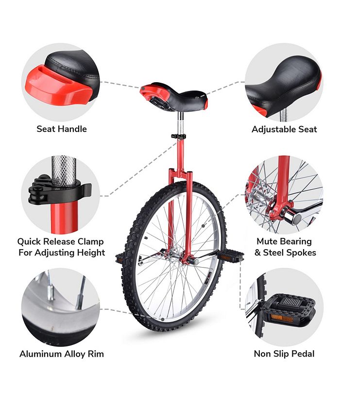 Yescom 24 In Wheel Outdoor Unicycle Adjustable Seat Anti-Skid Pedal ...
