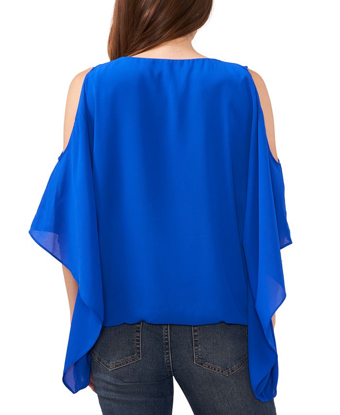 Sam & Jess Women's Cold-Shoulder Cape-Sleeve Top - Macy's