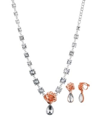 Disney Kid's Princess Beauty and The Beast Clear Teardrop Necklace and ...