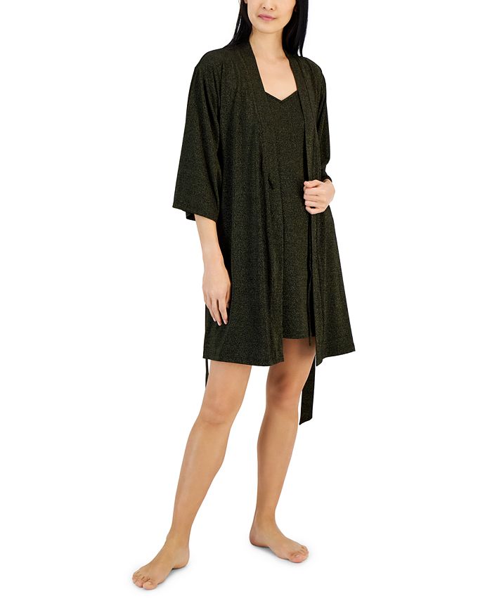I.N.C. International Concepts Women's 2-Pc. Sparkle Robe & Chemise Set ...