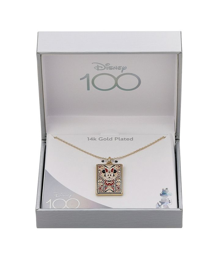 Disney Red, White and Black Enamel Minnie Mouse Pendant Necklace - Macy's